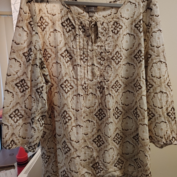 J. Jill | Tops | Jjill Light Brown Tunic With Tie And Dark Brown ...